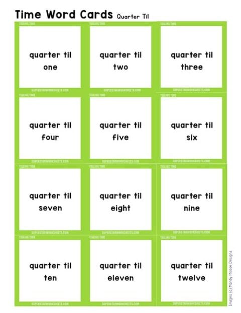 Telling Time Flashcards - Superstar Worksheets