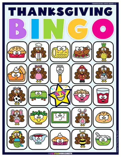 Thanksgiving BINGO - Superstar Worksheets