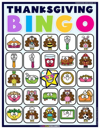 Thanksgiving BINGO - Superstar Worksheets