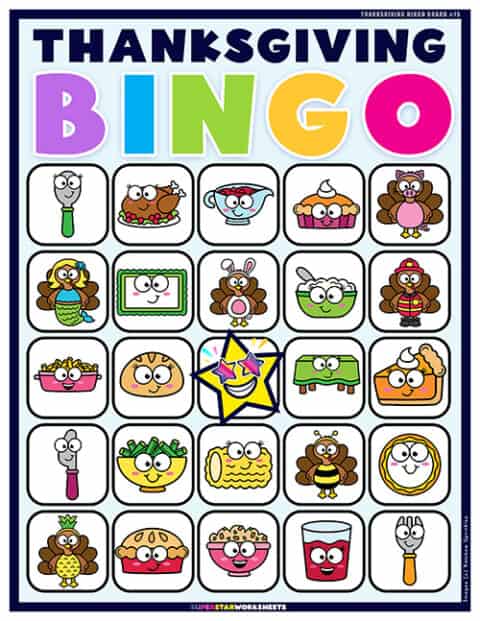 Thanksgiving BINGO - Superstar Worksheets