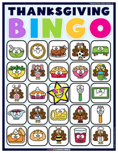 Thanksgiving BINGO - Superstar Worksheets