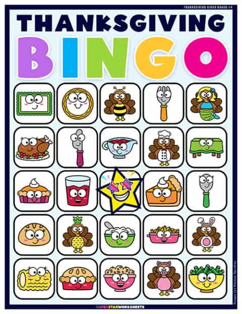 Thanksgiving BINGO - Superstar Worksheets