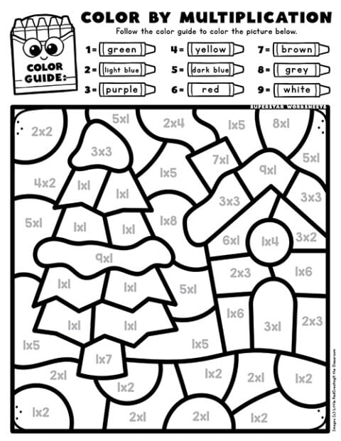 Winter Color by Number - Superstar Worksheets