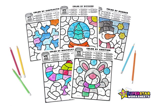 Winter Color by Number - Superstar Worksheets