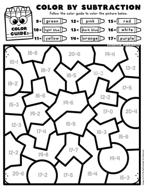 Winter Color by Number - Superstar Worksheets