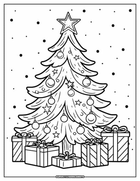 Christmas Tree Coloring Pages (Free Printables) - Superstar Worksheets