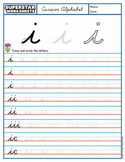 Cursive Handwriting - Superstar Worksheets