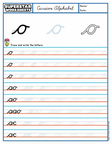 Cursive O - Superstar Worksheets