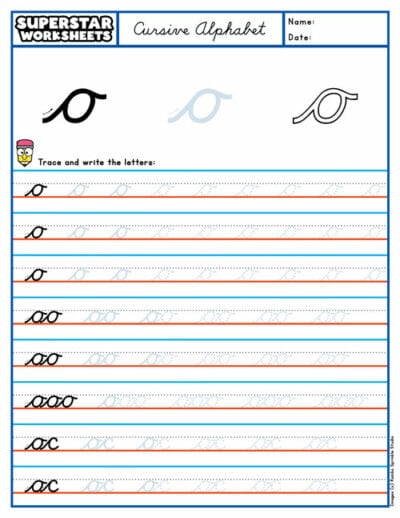 Cursive O - Superstar Worksheets