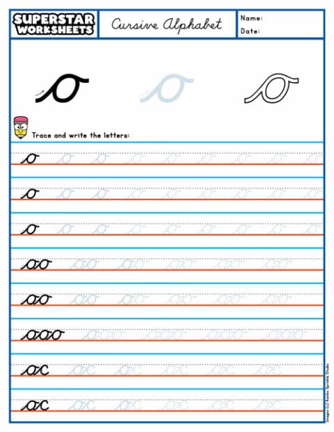 Cursive O - Superstar Worksheets