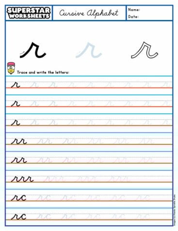 Cursive R - Superstar Worksheets