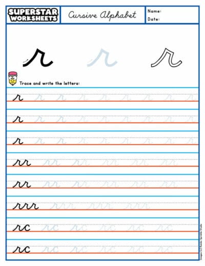 Cursive R - Superstar Worksheets