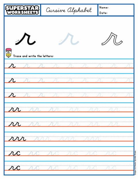 Cursive R - Superstar Worksheets