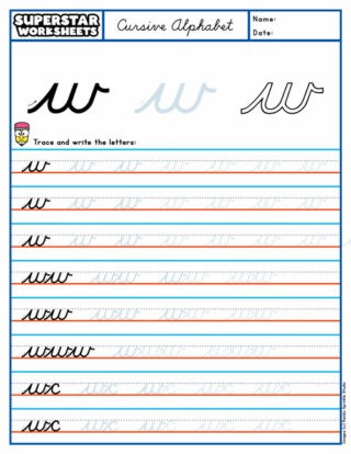 Cursive W - Superstar Worksheets