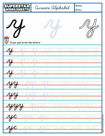Cursive Y - Superstar Worksheets