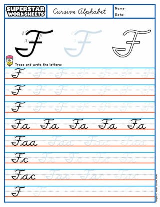 Cursive F - Superstar Worksheets