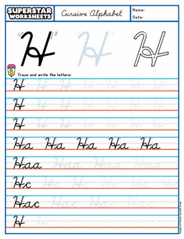 Cursive H - Superstar Worksheets