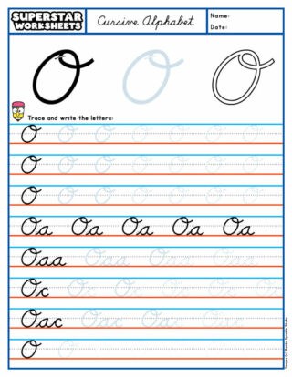 Cursive O - Superstar Worksheets