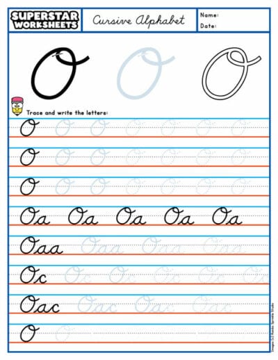 Cursive O - Superstar Worksheets