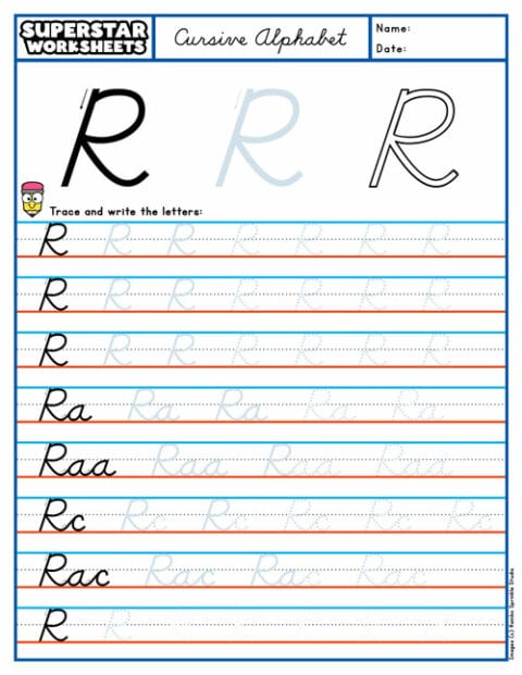 Cursive R - Superstar Worksheets