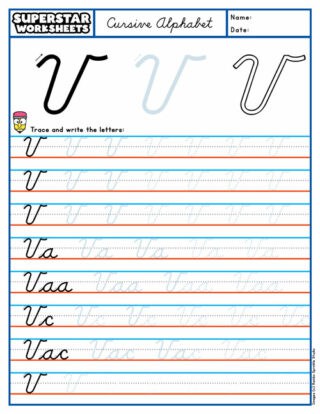Cursive V - Superstar Worksheets