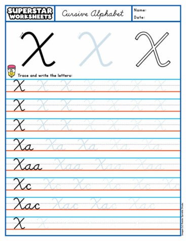 Cursive X - Superstar Worksheets