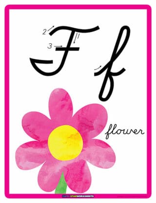 Cursive F - Superstar Worksheets