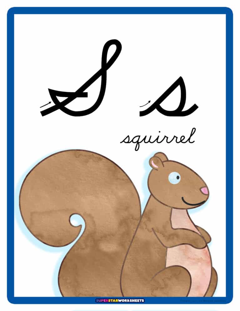 Cursive S - Superstar Worksheets