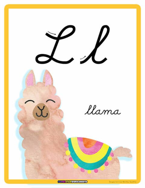 Cursive L - Superstar Worksheets
