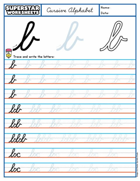 Cursive B - Superstar Worksheets