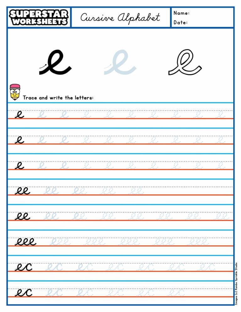 Cursive Handwriting - Superstar Worksheets