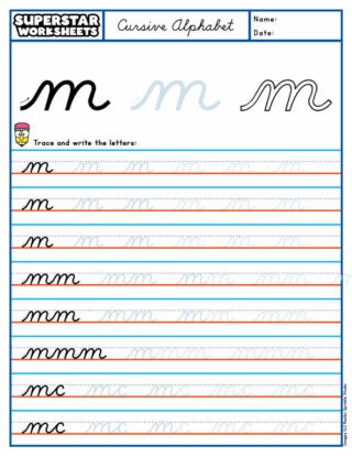 Cursive M - Superstar Worksheets