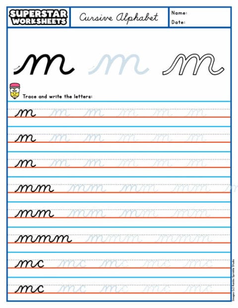 Cursive M - Superstar Worksheets
