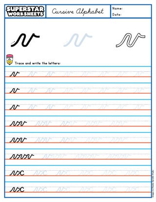 Cursive V - Superstar Worksheets