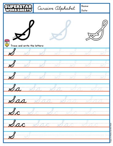 Cursive S - Superstar Worksheets