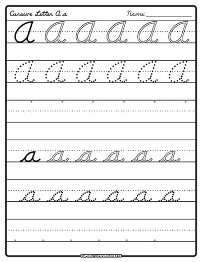 Cursive Writing Practice Worksheets - Superstar Worksheets