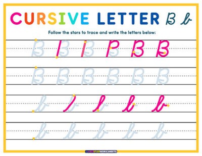 Cursive B - Superstar Worksheets