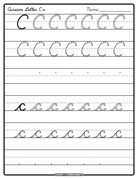 Cursive C - Superstar Worksheets