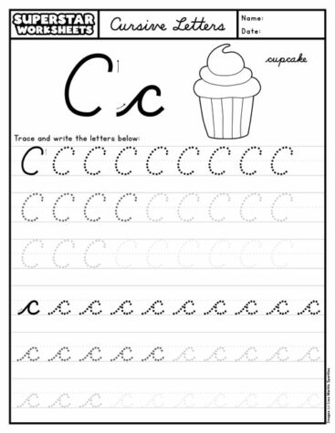Cursive C - Superstar Worksheets