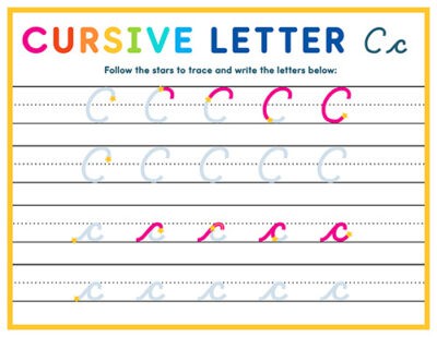 Cursive C - Superstar Worksheets