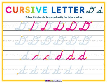 Cursive D - Superstar Worksheets