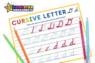 Cursive D - Superstar Worksheets