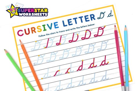 Cursive D - Superstar Worksheets