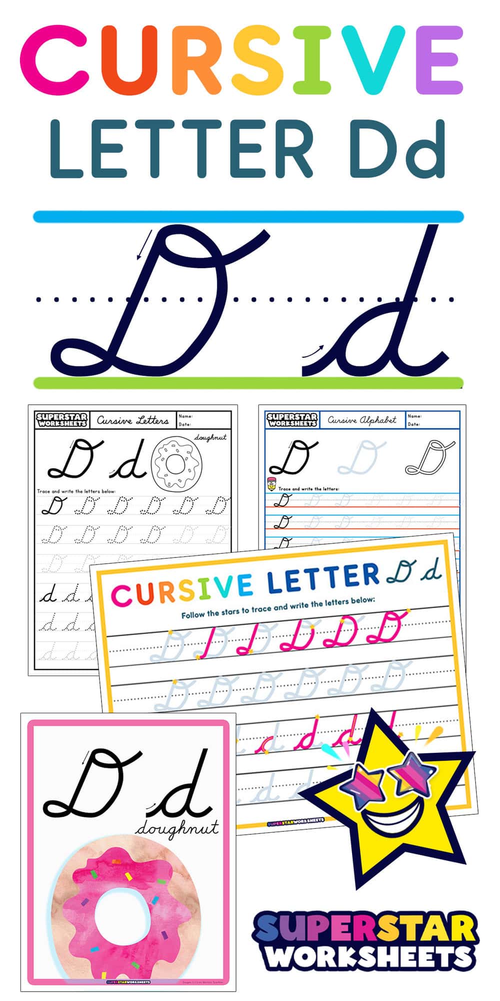 Cursive D - Superstar Worksheets