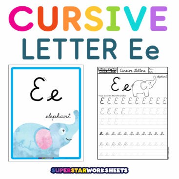 Cursive E - Superstar Worksheets