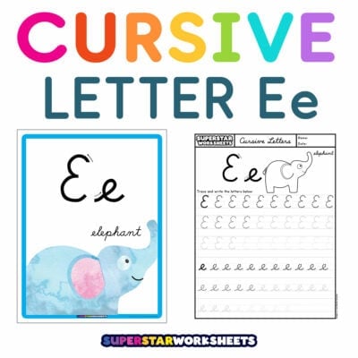 Cursive E - Superstar Worksheets