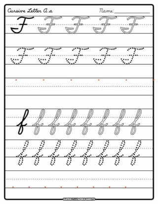 Cursive F - Superstar Worksheets
