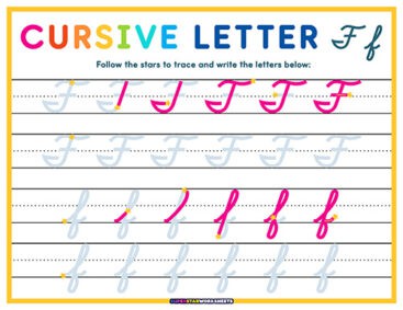 Cursive F - Superstar Worksheets