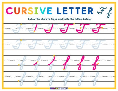 Cursive F - Superstar Worksheets