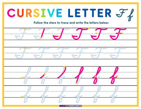 Cursive F - Superstar Worksheets